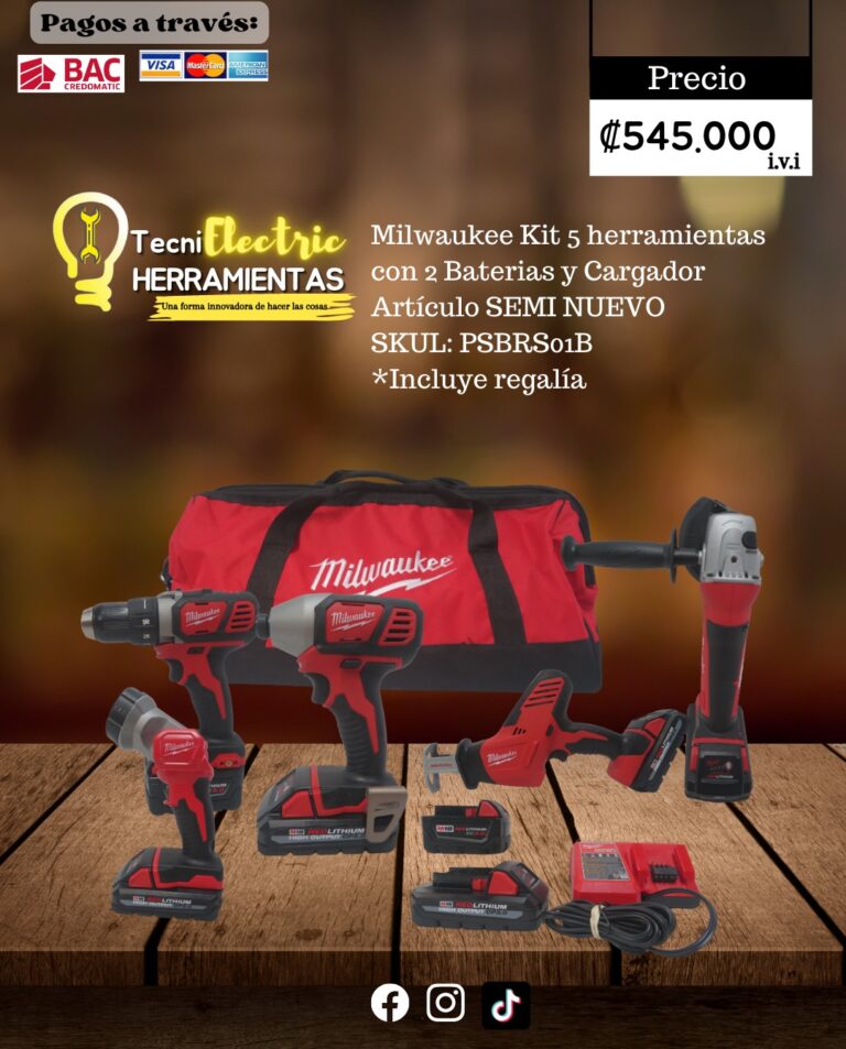 Milwaukee kit de 5 herramientas con 2 baterías y cargador ...